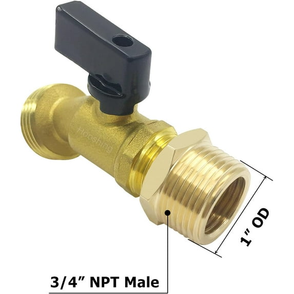 QIHE-Brass Hose Bib Valve 3/4" NPT Male to 3/4" GHT Male Garde Hose ...