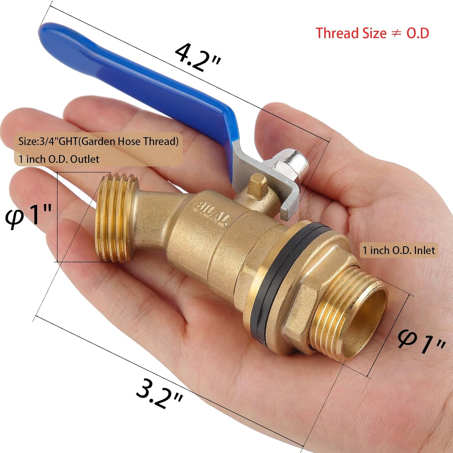 QIHE-Brass Water Container/Rain Barrel Spigot, 3/4" GHT Male Threaded ...