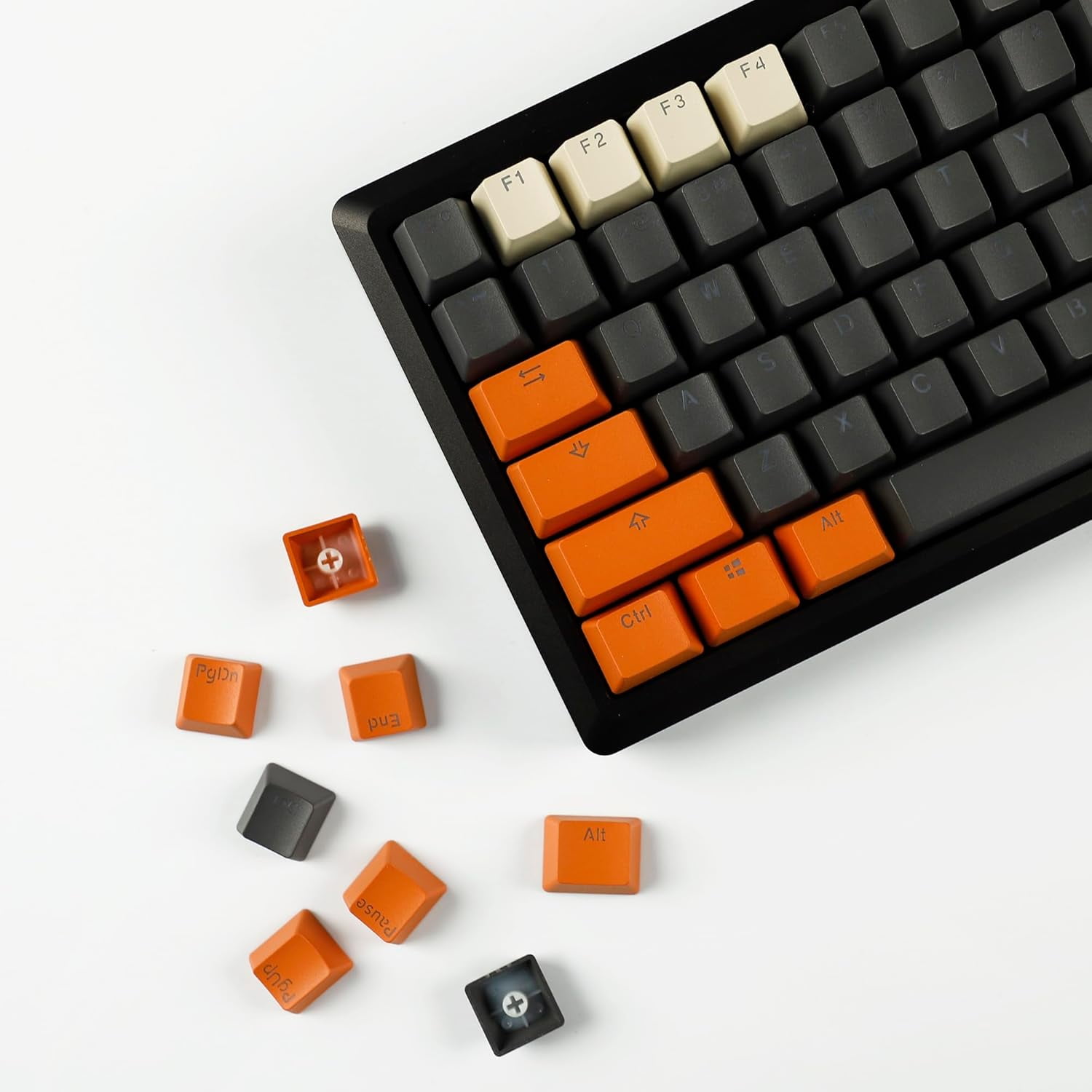 QIHE-Carbon Miami PBT Double Shot Shine Through ANSI Backlit Keycaps ...