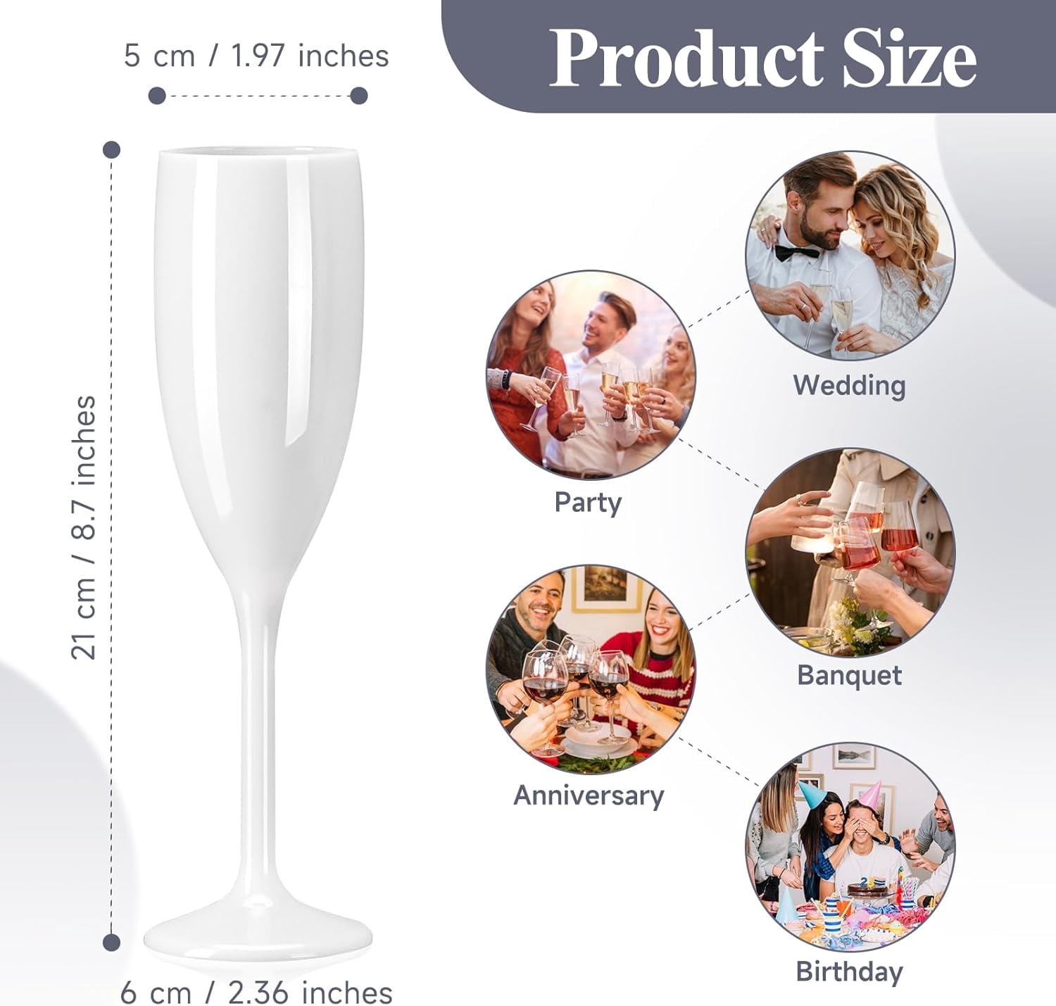 QIHE-Champagne Flute Acrylic Champagne Glasses Wedding Toasting ...