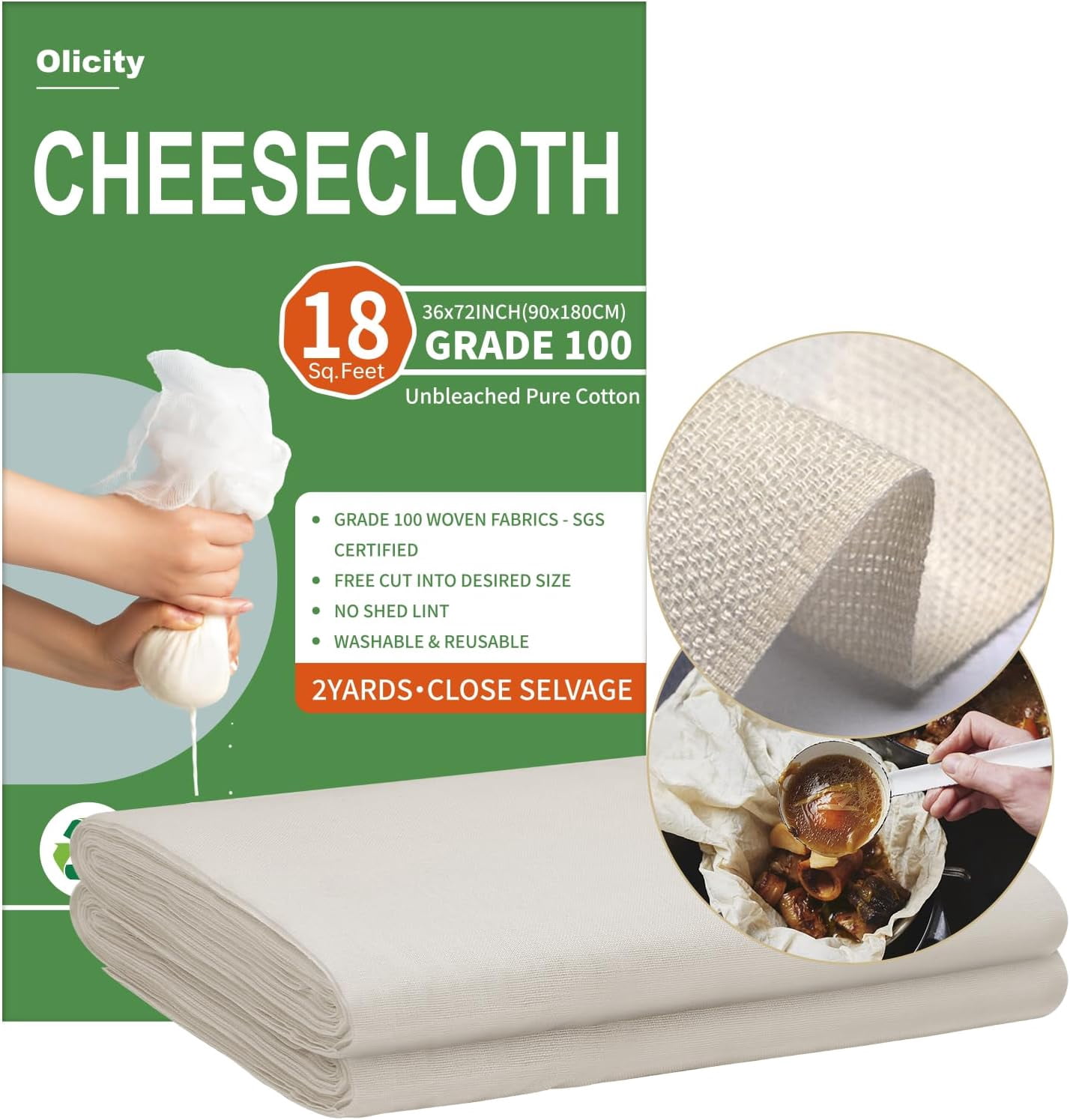 QIHE-Cheese Cloths, Grade 100, 18 Sq Feet, Reusable Cheese Cloth with ...