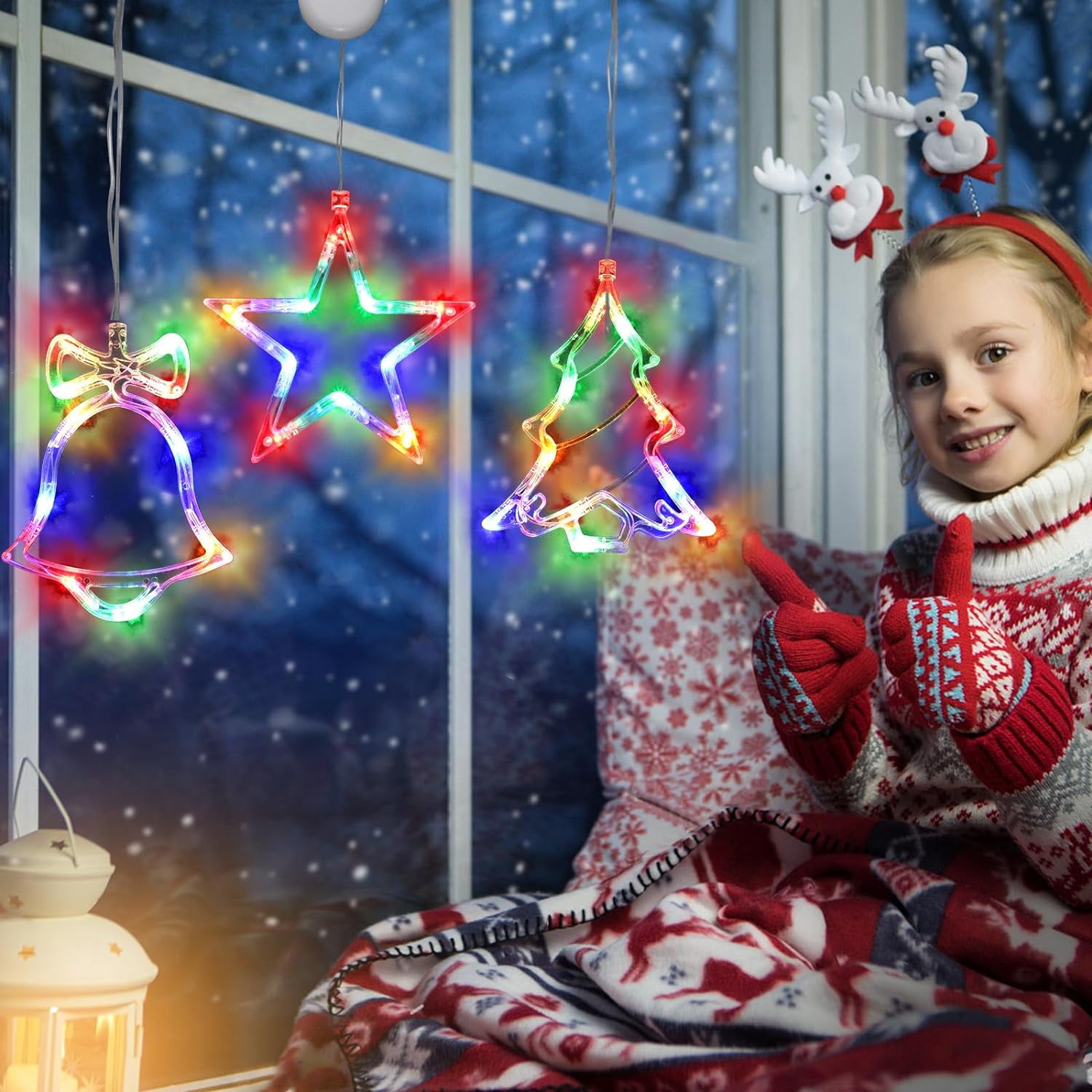 QIHE-Christmas Window Lights Decorations,3PCS Christmas Lights Lighted ...