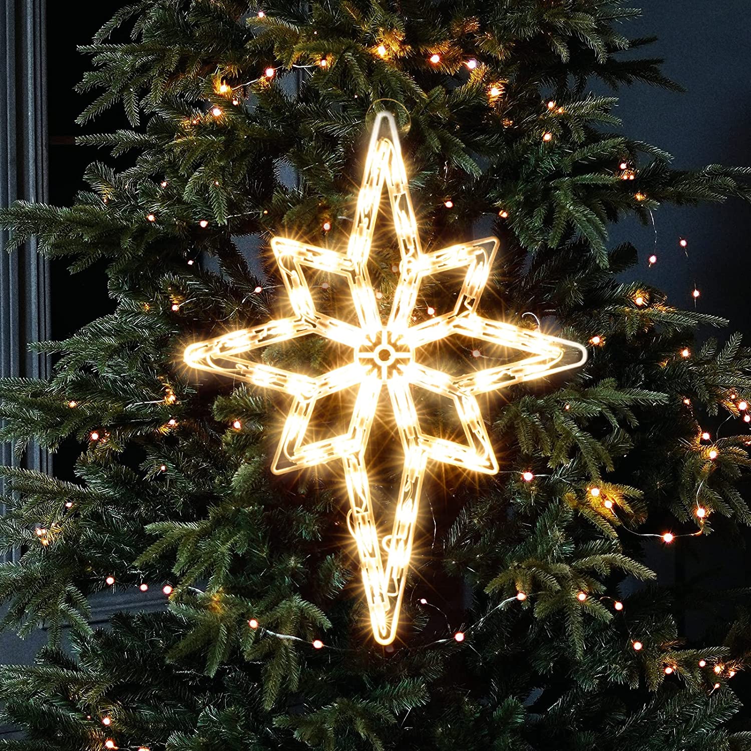 QIHE-Christmas Window Silhouette Lights, Lighted Star of Bethlehem ...