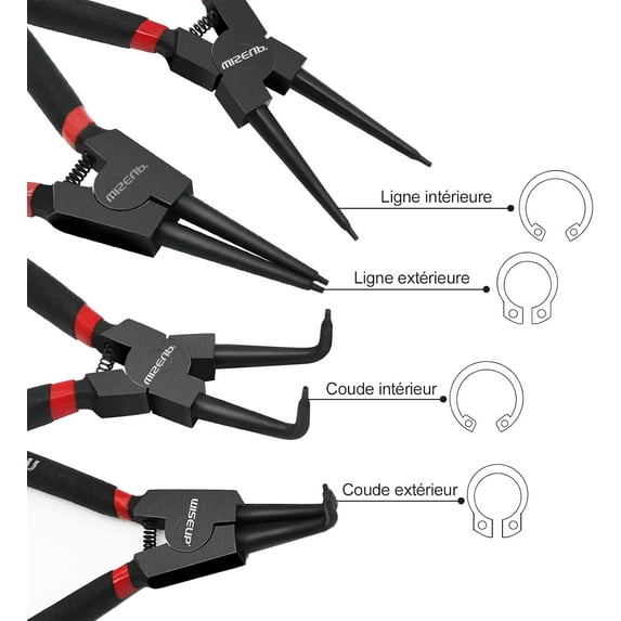QIHE-Circlip Pliers 7 inch, Straight Internal Tips (Tip Diameter 1/20 ...