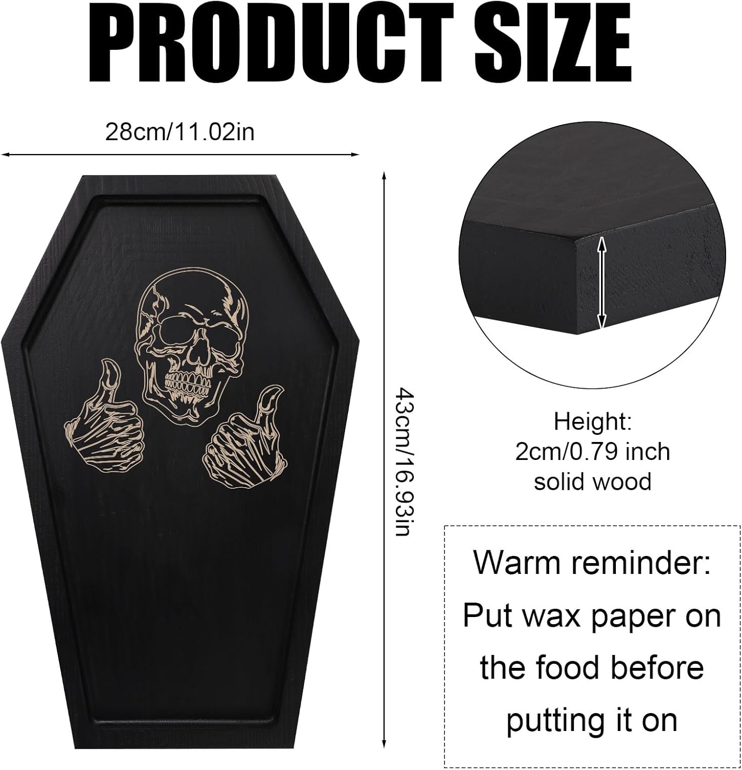 QIHE-Coffin Tray Skeleton, Coffin Serving Tray Spooky Goth Candle Bowl ...