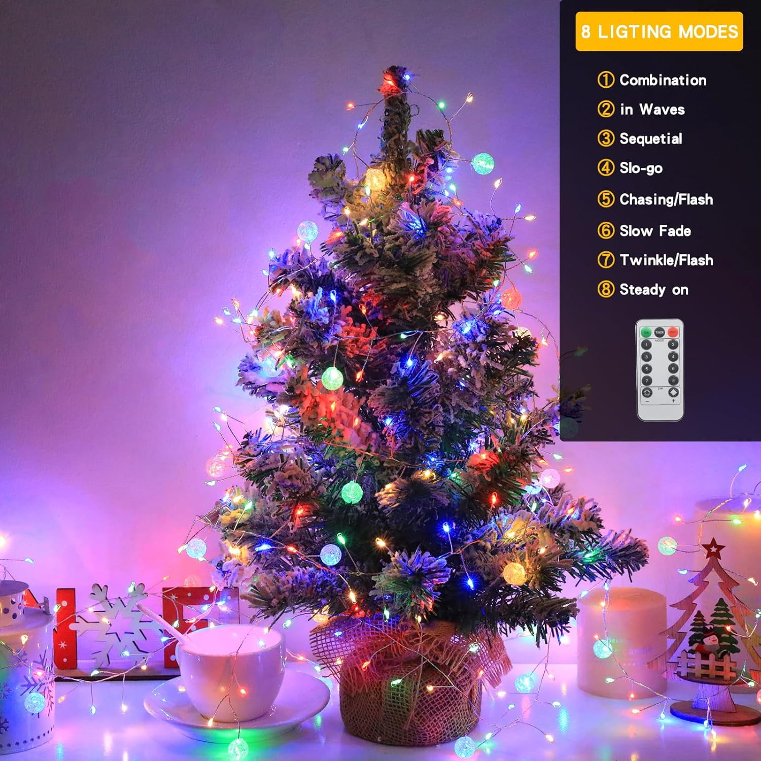 QIHE-Copper Wire Firecracker Christmas Fairy Lights, Connectable 26FT ...