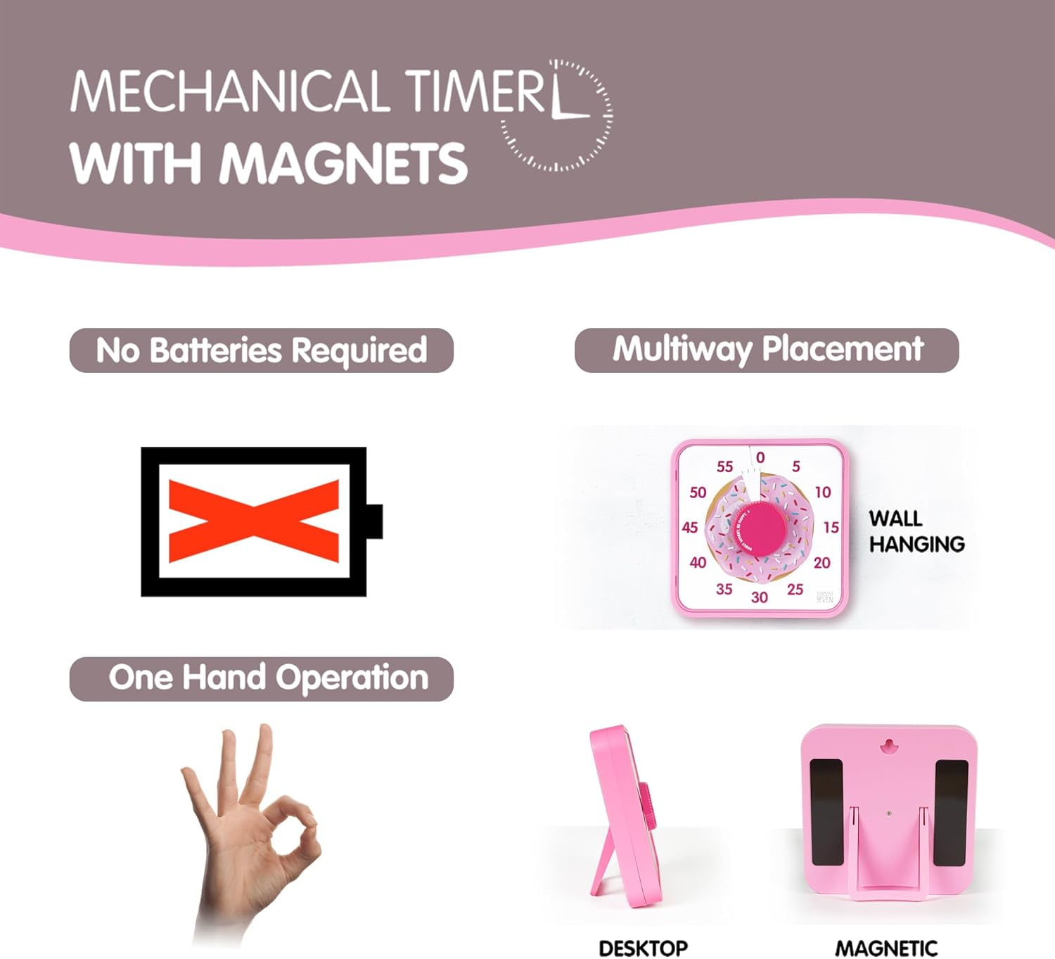 QIHE-Countdown Timer 7.5 inch, 60 Minute 1 Hour Visual Timer for ...