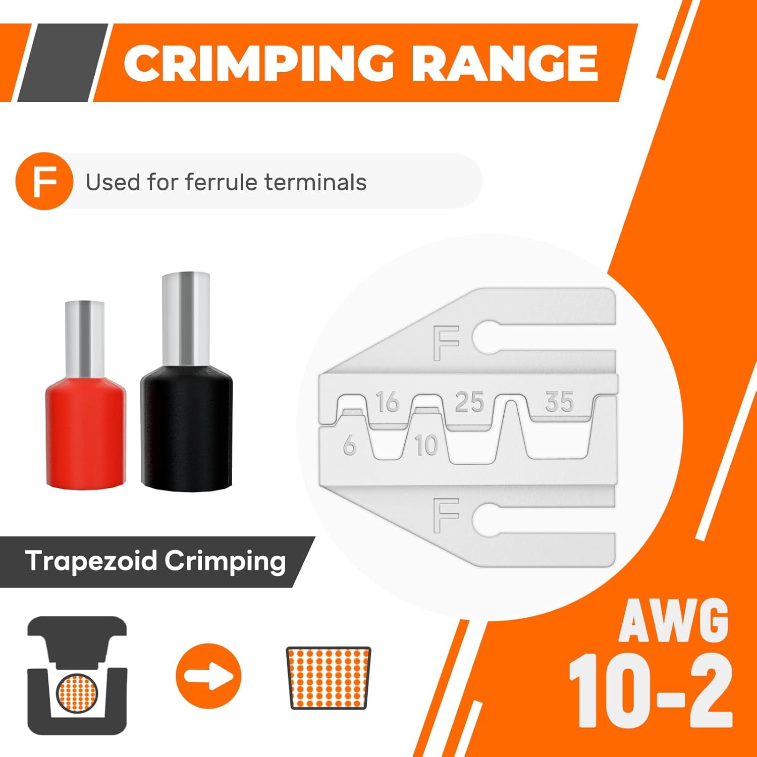 QIHE-Crimping Die for Larger Diameter Ferrule Terminals - 10-2 AWG ...