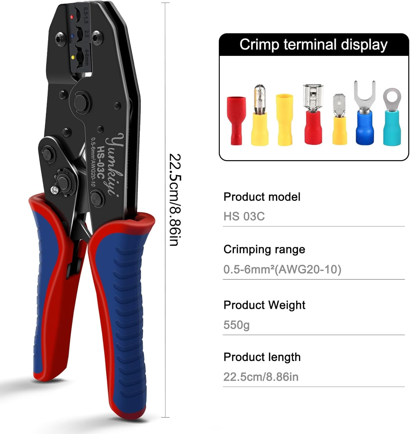 QIHE-Crimping Tool Set400pcs Insulated Wire Crimp, U-Type, Fork, Spade ...