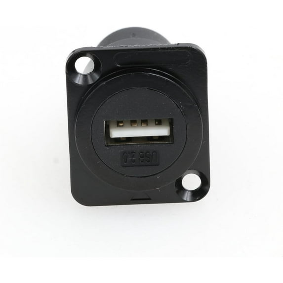 QIHE-D-Type USB 2.0 to USB 2.0 Female Panel Socket Square Panel Mount Coupler Pass Through ...
