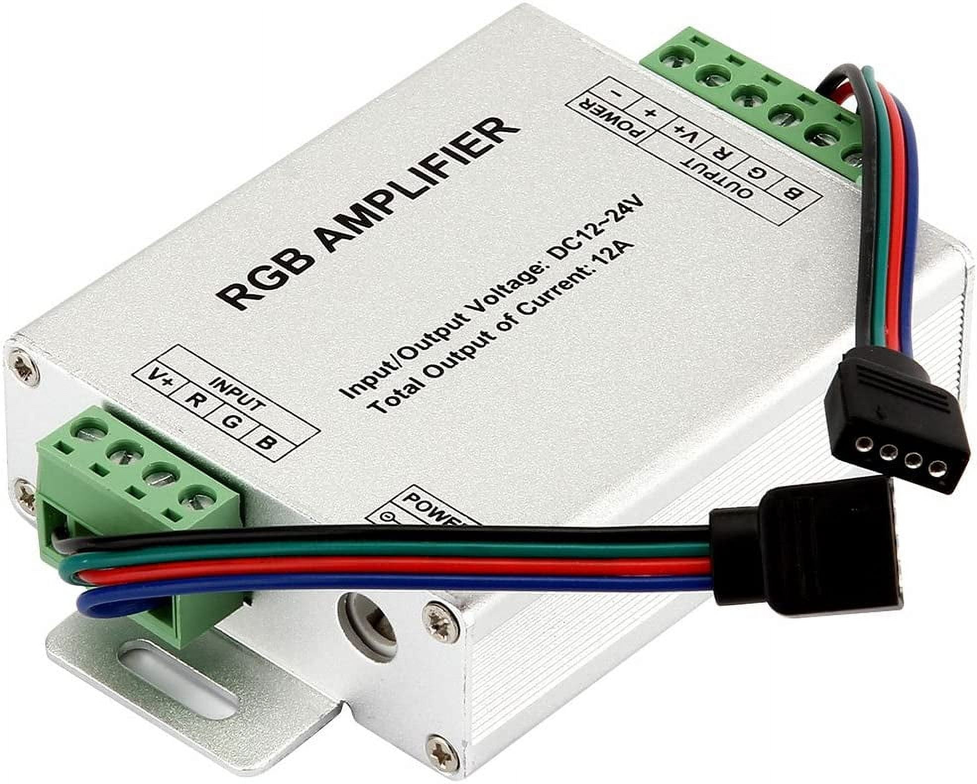 QIHE-DC 12V to 24V 12A LED Strip Lights 3 Channels RGB Signal Amplifier ...