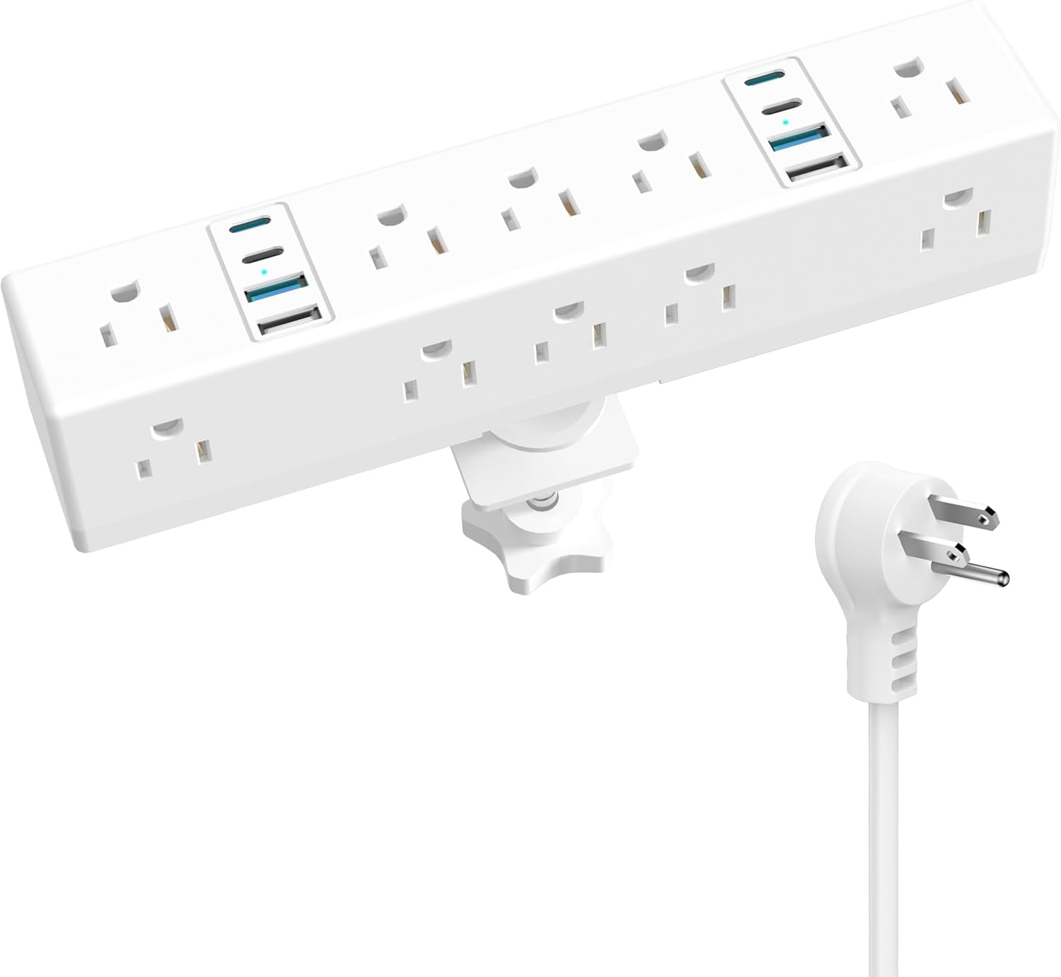 QIHE-Desk Clamp Power Strip, 40W Fast Charging Station, Desktop Mount ...