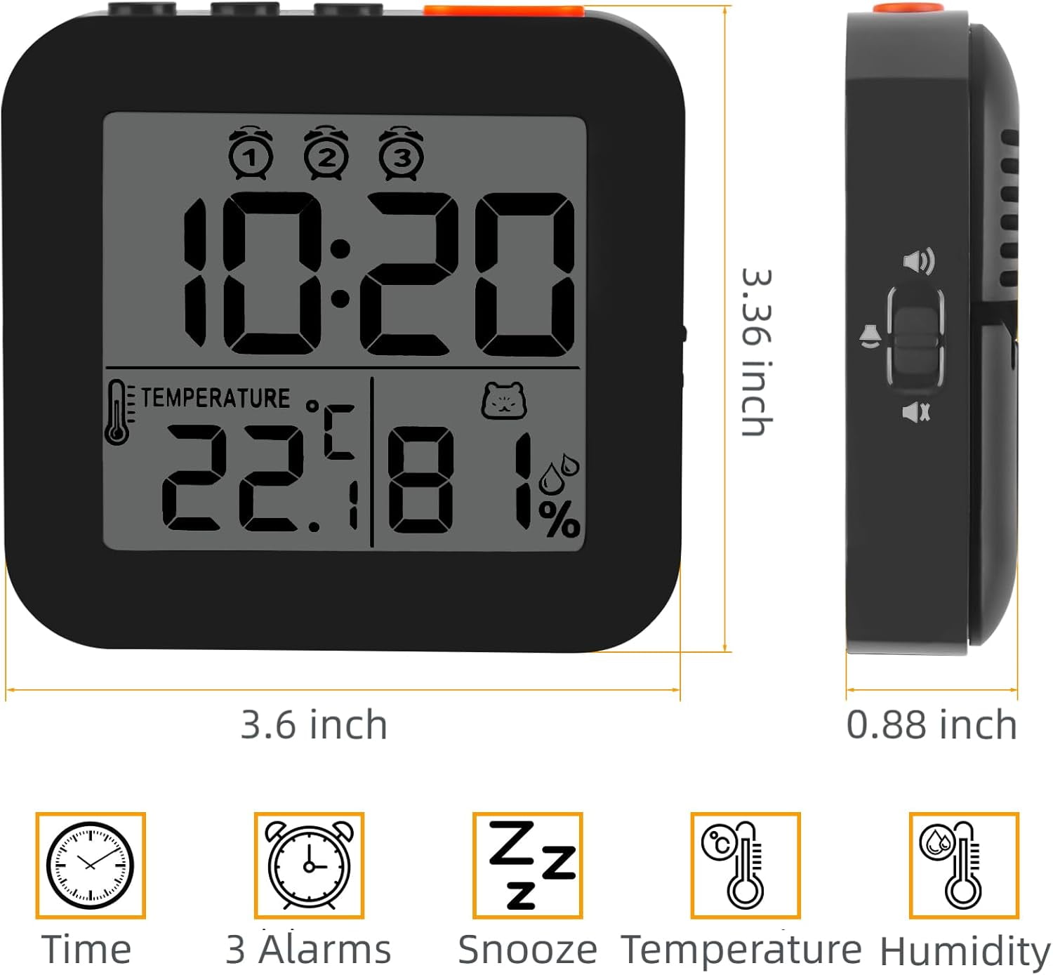 QIHE-Digital Alarm Clock, Battery Operated Desk Clock with 3 Bells ...