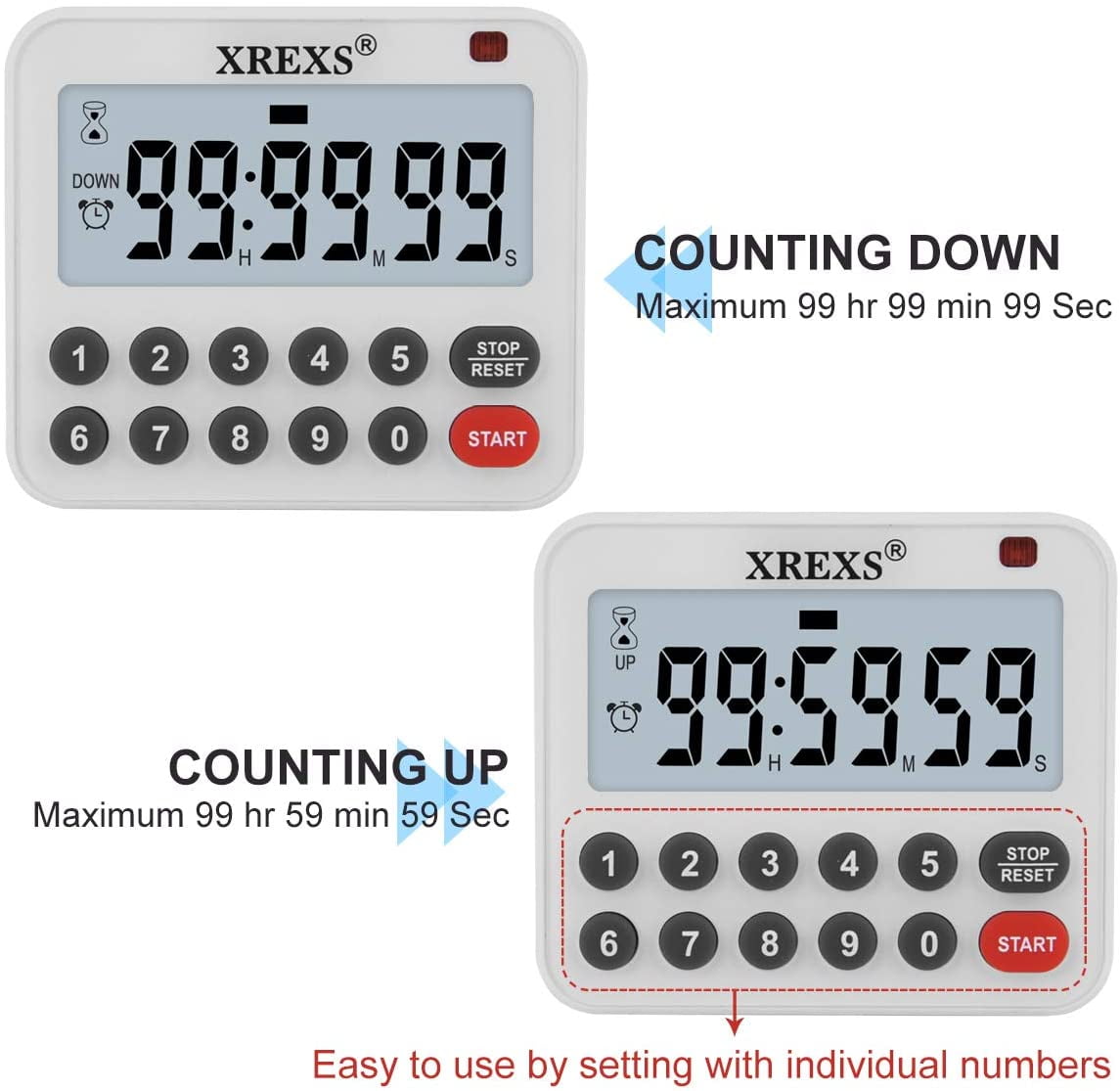 QIHE-Digital Kitchen Timer Magnetic Countdown Up Cooking Loud Alarm and ...