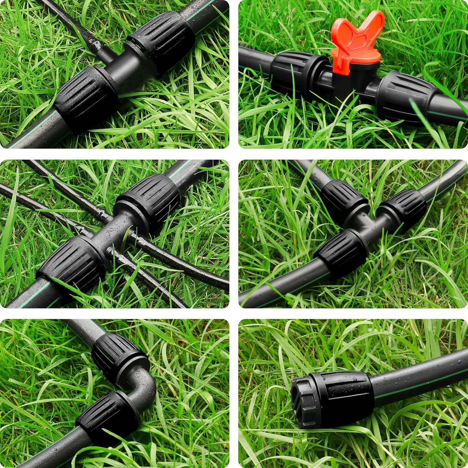 QIHE-Drip Irrigation Fittings Kit for 1/2 Inch Drip Tubing, 20 Pieces ...