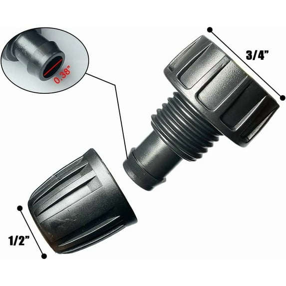 QIHE-Drip Irrigation Tubing Faucet Adapter for 3/4" to 1/2" Garden Hose ...