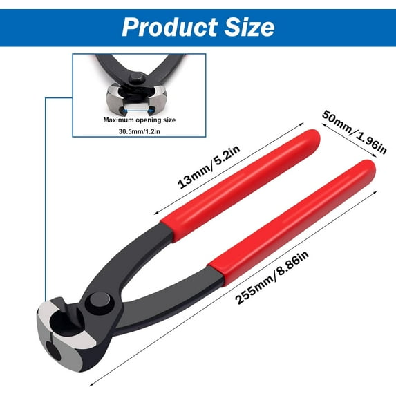 QIHE-Ear Clamp Pliers 9 Inch Front and Side Jaw Hose Clamp Crimping ...