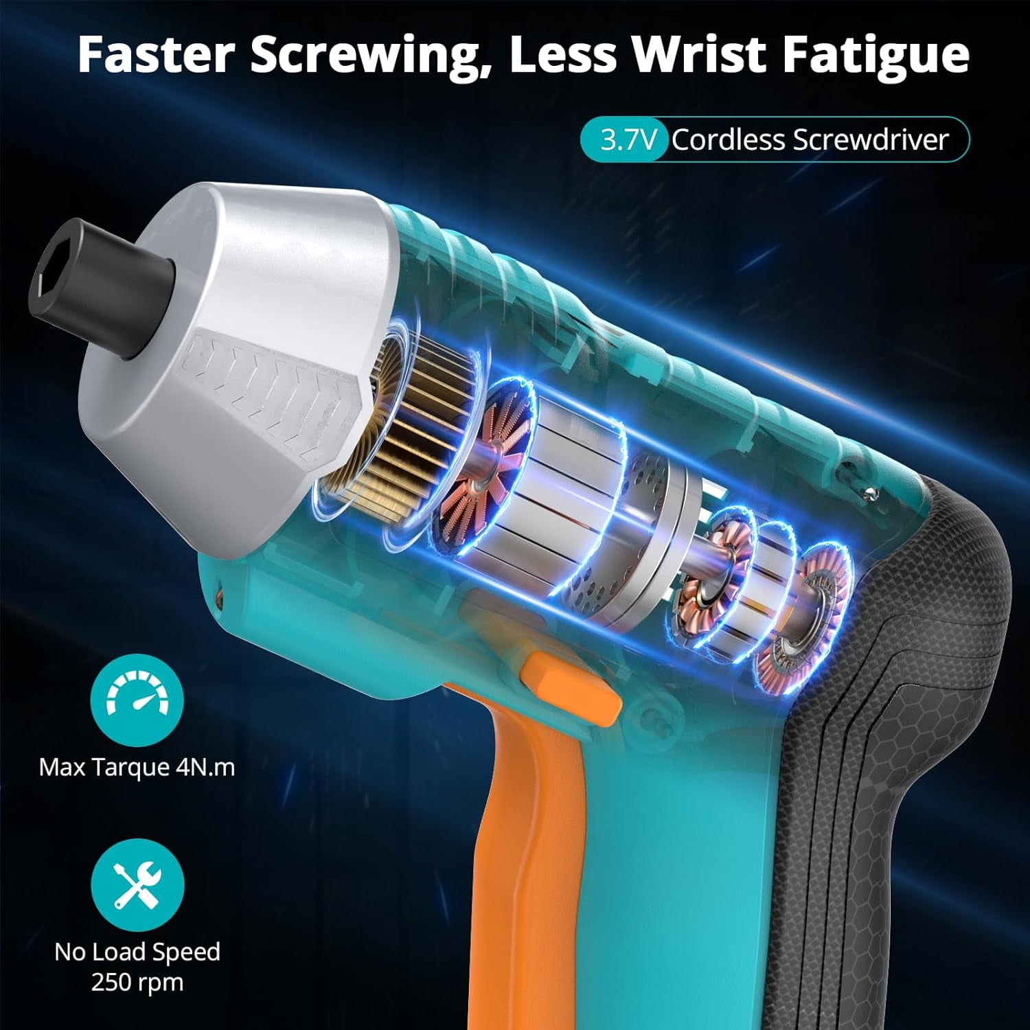 QIHE-Electric Screwdriver, Rechargeable 3.7V Cordless Screwdriver with ...