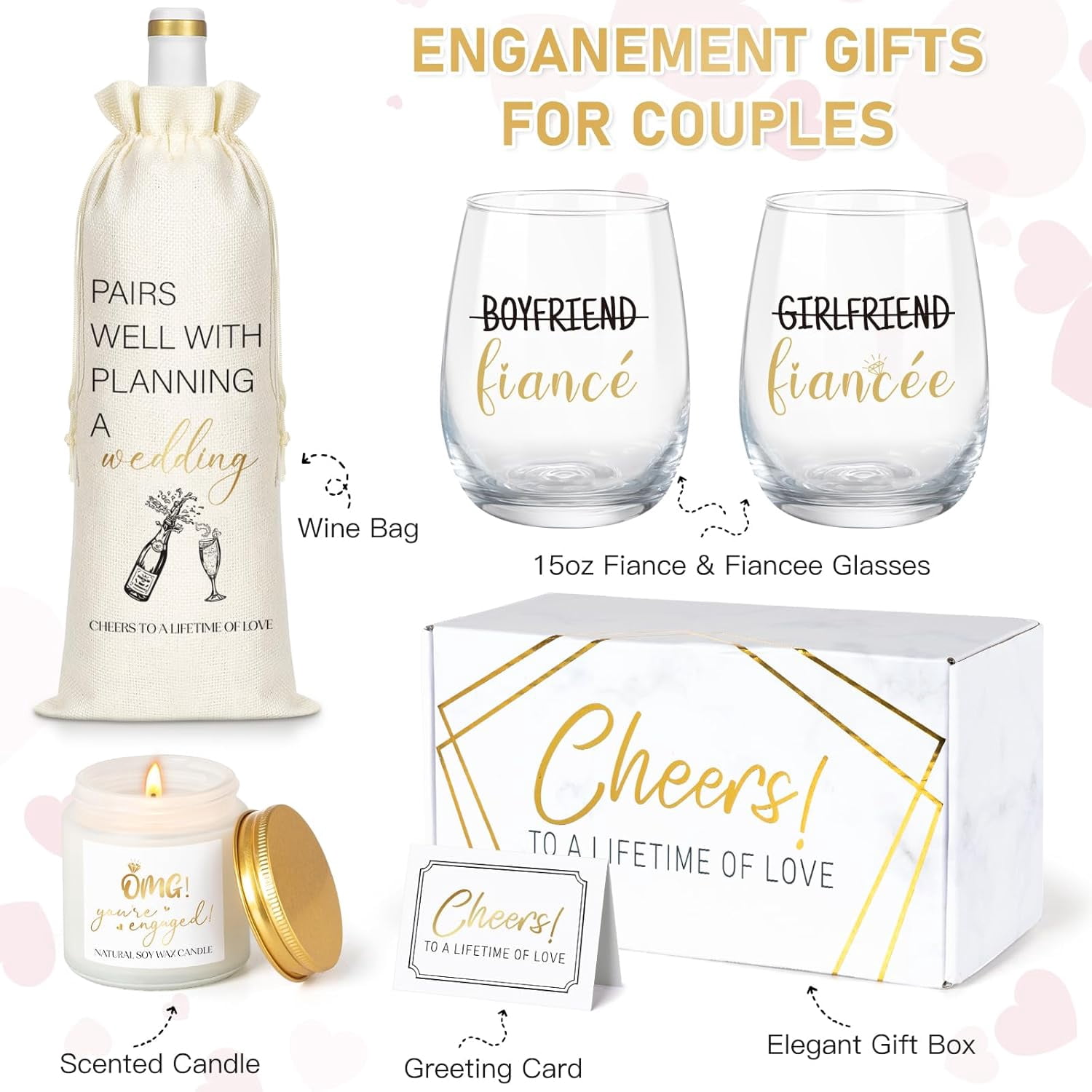 QIHE-Engagement Gifts for Couples, Newly Engaged Gifts for Couples ...