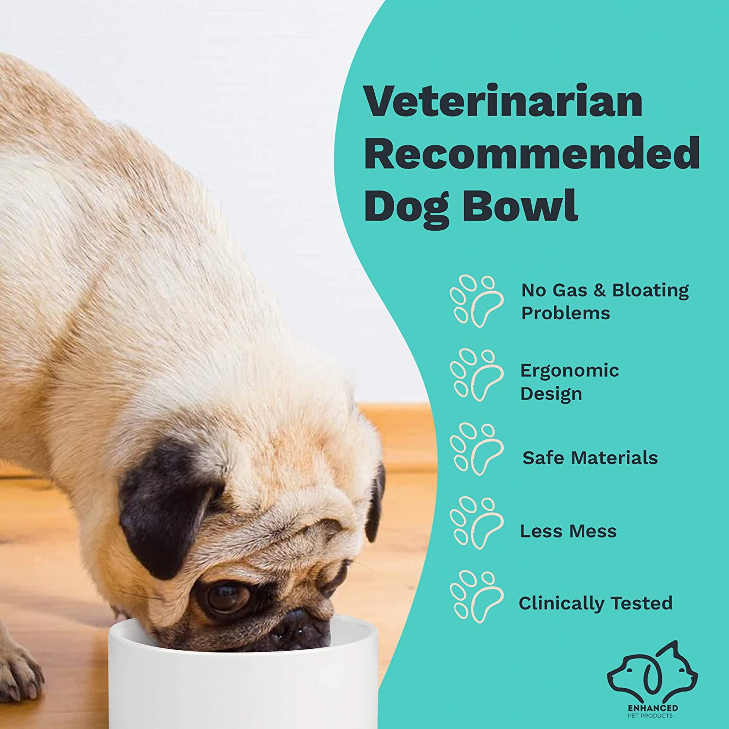 QIHE-Enhanced Pet Bowl – ABS Plastic Slanted Bowl for Pugs, Bulldogs ...