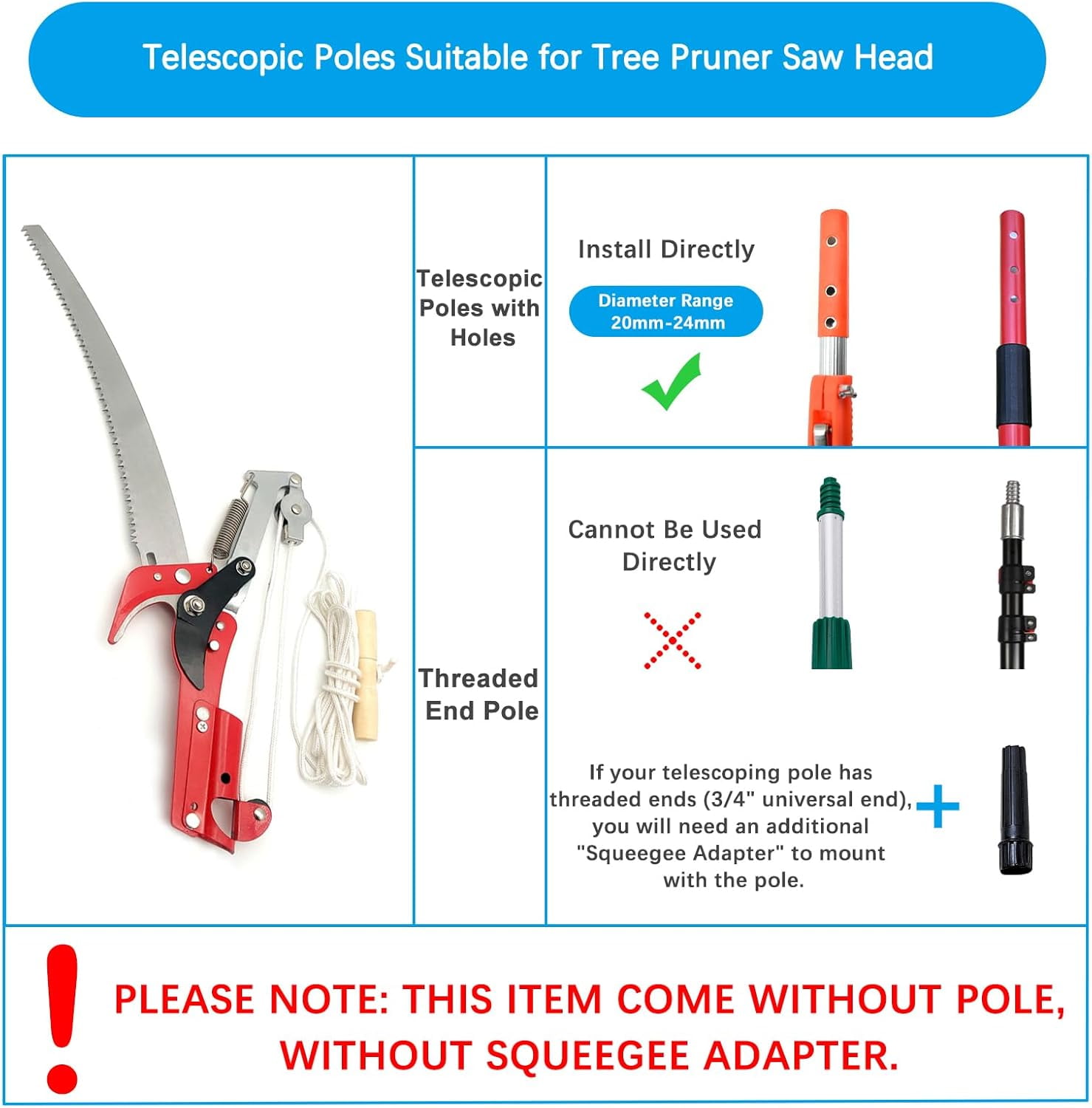 QIHE-Extendable Tree Pruner Saw Head Without Pole, High-Altitude ...