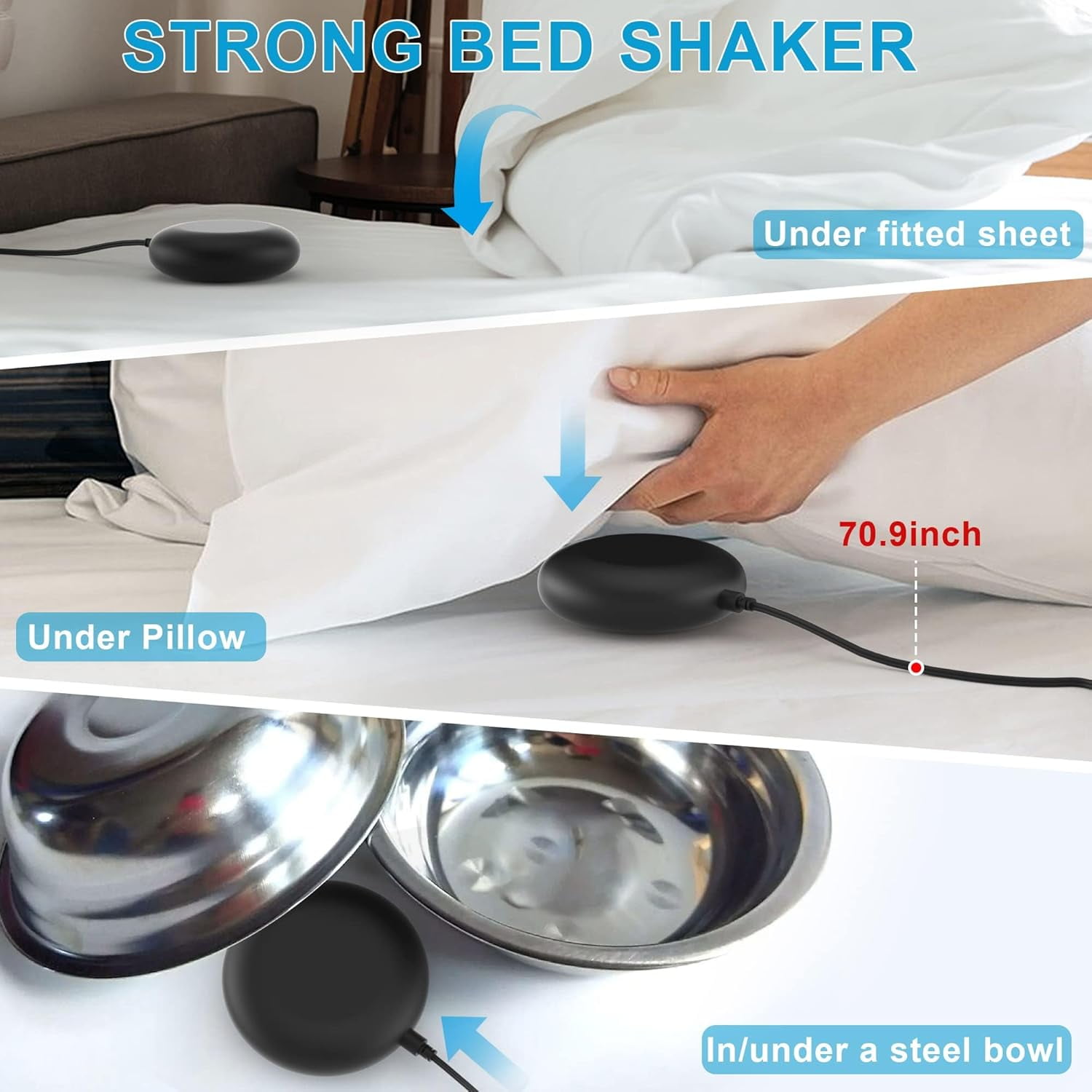 QIHE-Extra Loud Dual Alarm Clock with Vibration for Bedroom,Extreme Bed ...