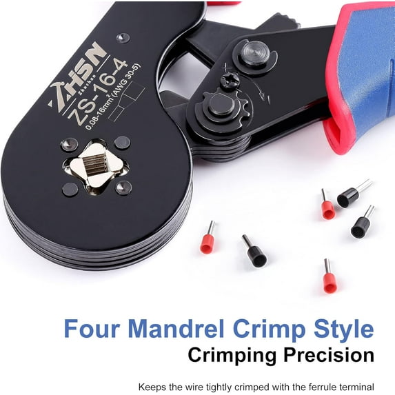 QIHE-Ferrule Crimper, 16-4 Square Jaw Ferrule Crimping Tool AWG 30-5 (0 ...