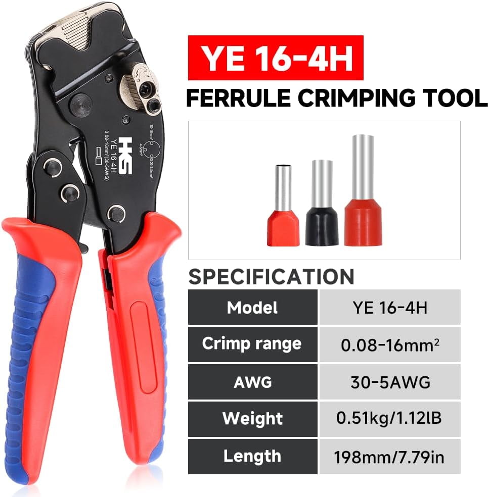 QIHE-Ferrule Crimping Tool AWG 30-5 - Fixable Range, Square Self ...