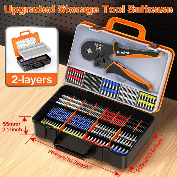 QIHE-Ferrule Crimping Tool Kit with 1500PCS Wire Connectors, Ratchet ...