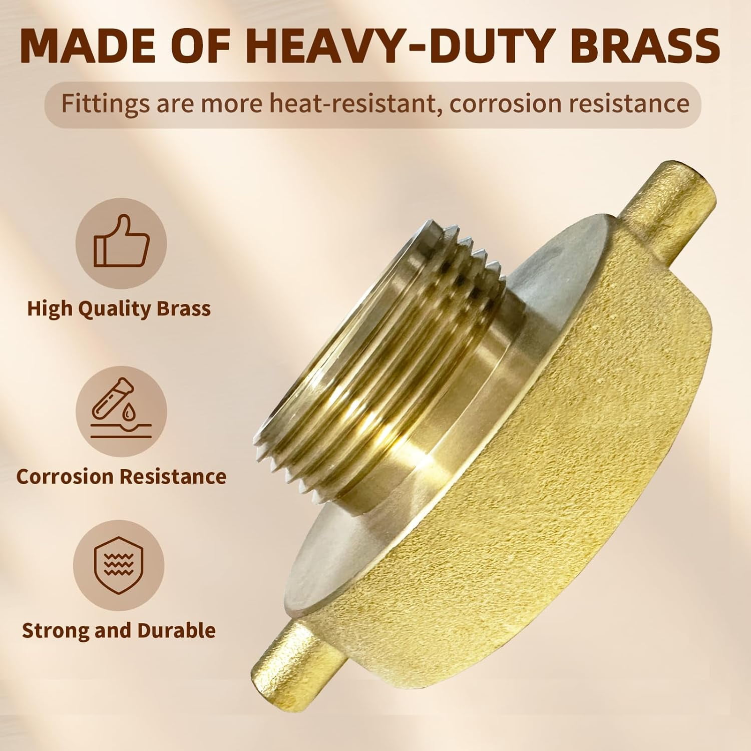 QIHE-Fire Hydrant Hose Adapter, 2-1/2"NH Female x 1-1/2"NH Male, Brass ...