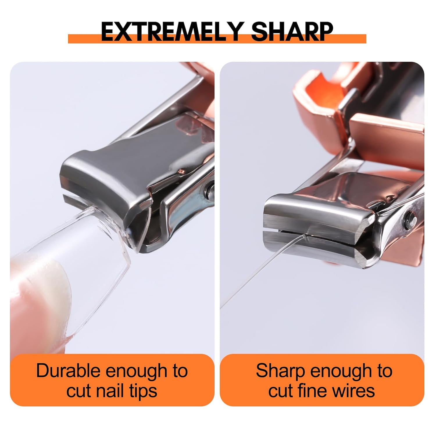 QIHE-Foldable Nail Clipper, Pink Gold Mini Nail Cutter with Keyring ...