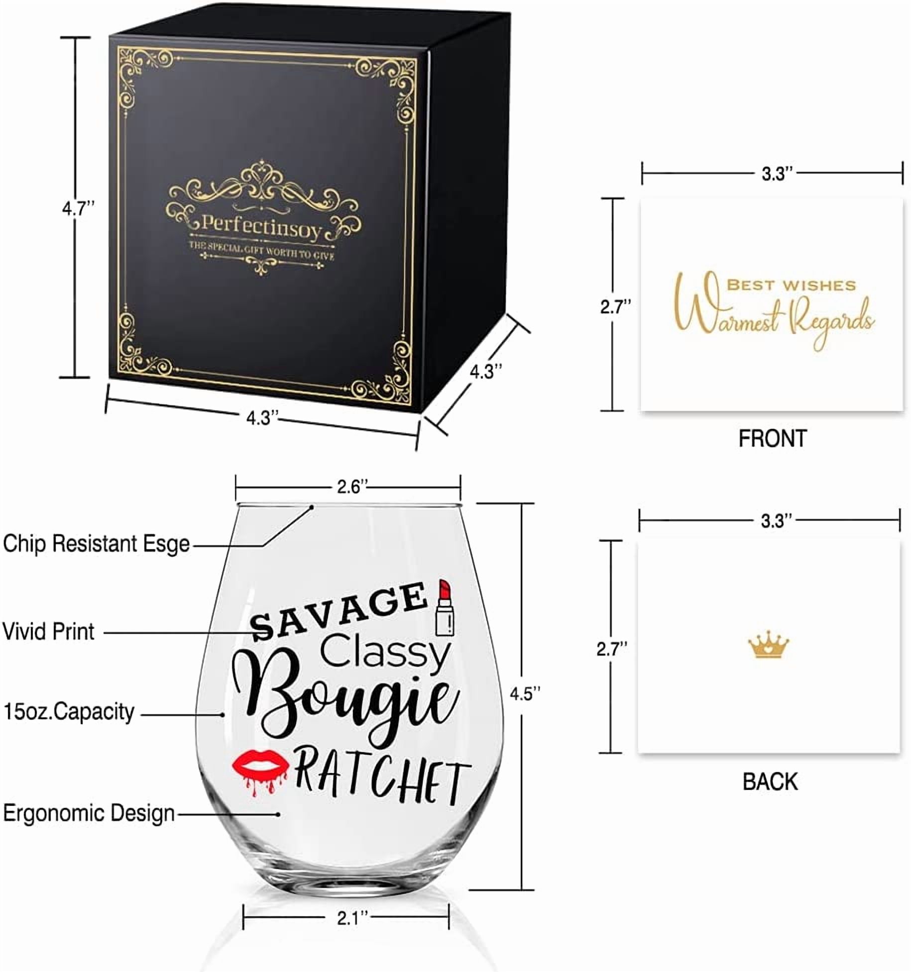 QIHE-Funny Ratchet Stemless Wine Glass with Gift Box - Savage Classy ...