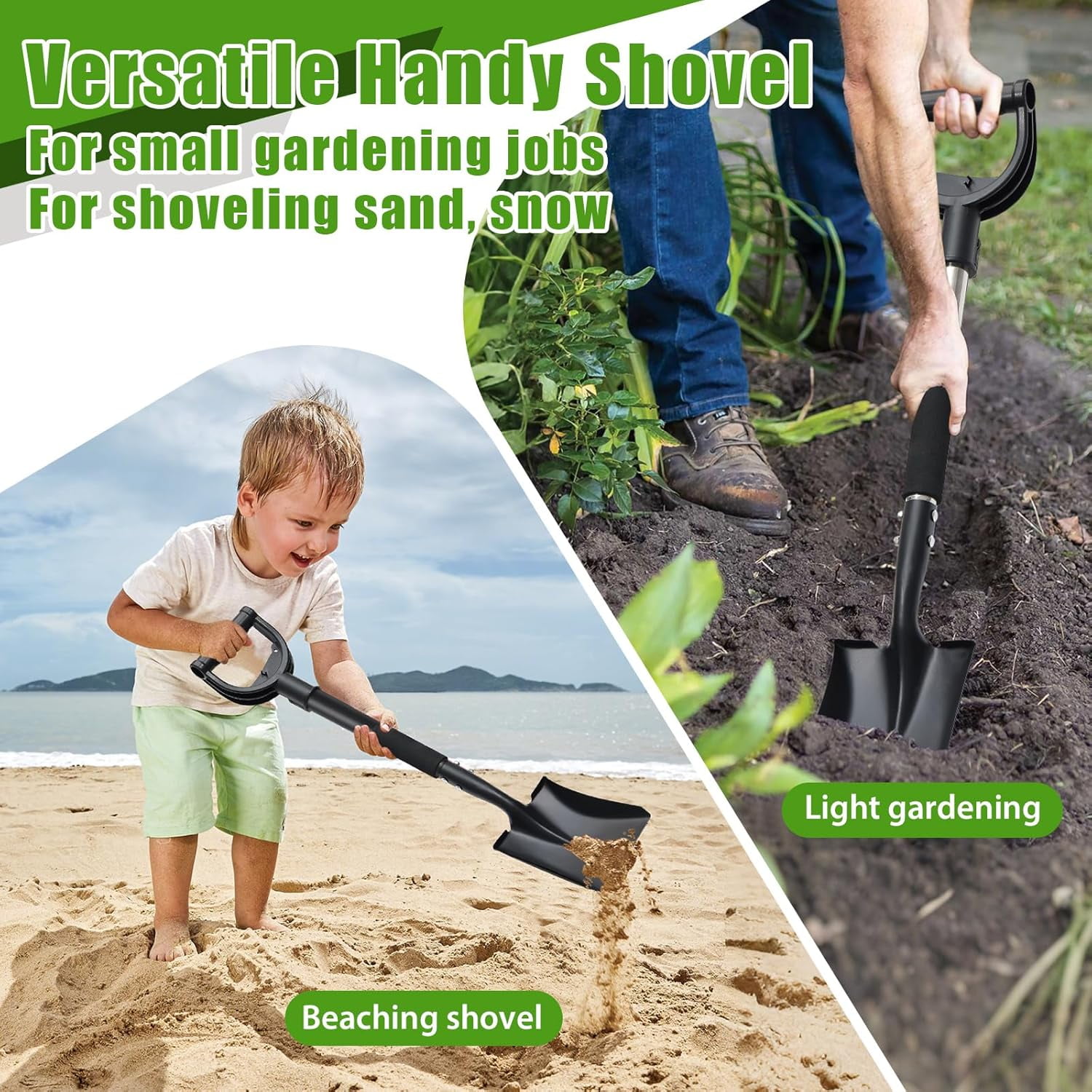 QIHE-Garden Flat Shovel, 31 Inch Small Metal Square Shovel for Lawn ...
