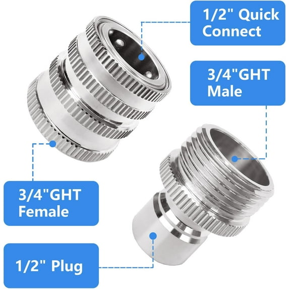 QIHE-Garden Hose Quick Connect of 3/4 Inch GHT, Stainless Steel Quick ...