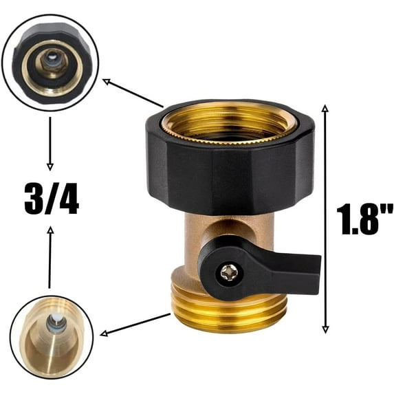 QIHE-Garden Hose Shut Off Valve, 3/4 Inch Brass Garden Hose Connector ...