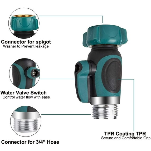 QIHE-Garden Hose Shut Off Valve, Family Safe Adapter,1-Way Restricted ...