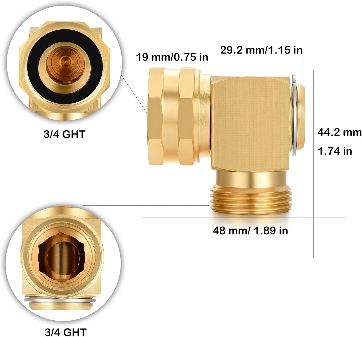 QIHE-Garden Hose Swivel elbow Connector 90 Degree Solid Brass Pipe ...