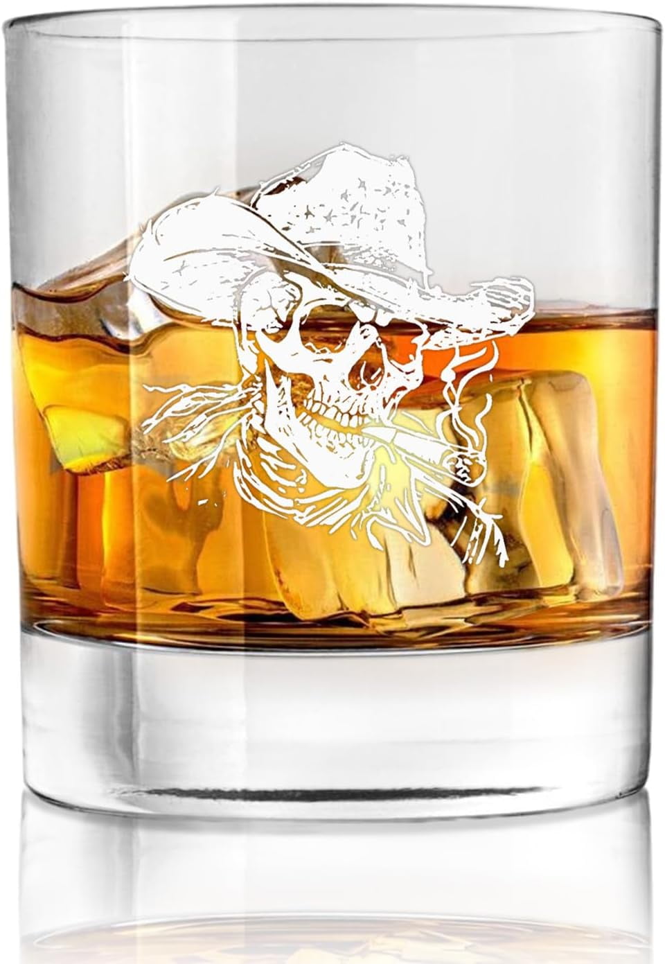 QIHE-Gothic Skeleton Cowboy Halloween Whiskey Glasses 10 oz, Western ...
