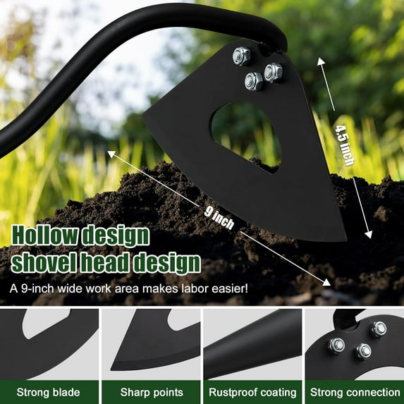 QIHE-Hardened Hollow Hoe with Long Handle 48 inch Heavy Duty Garden Hoe ...