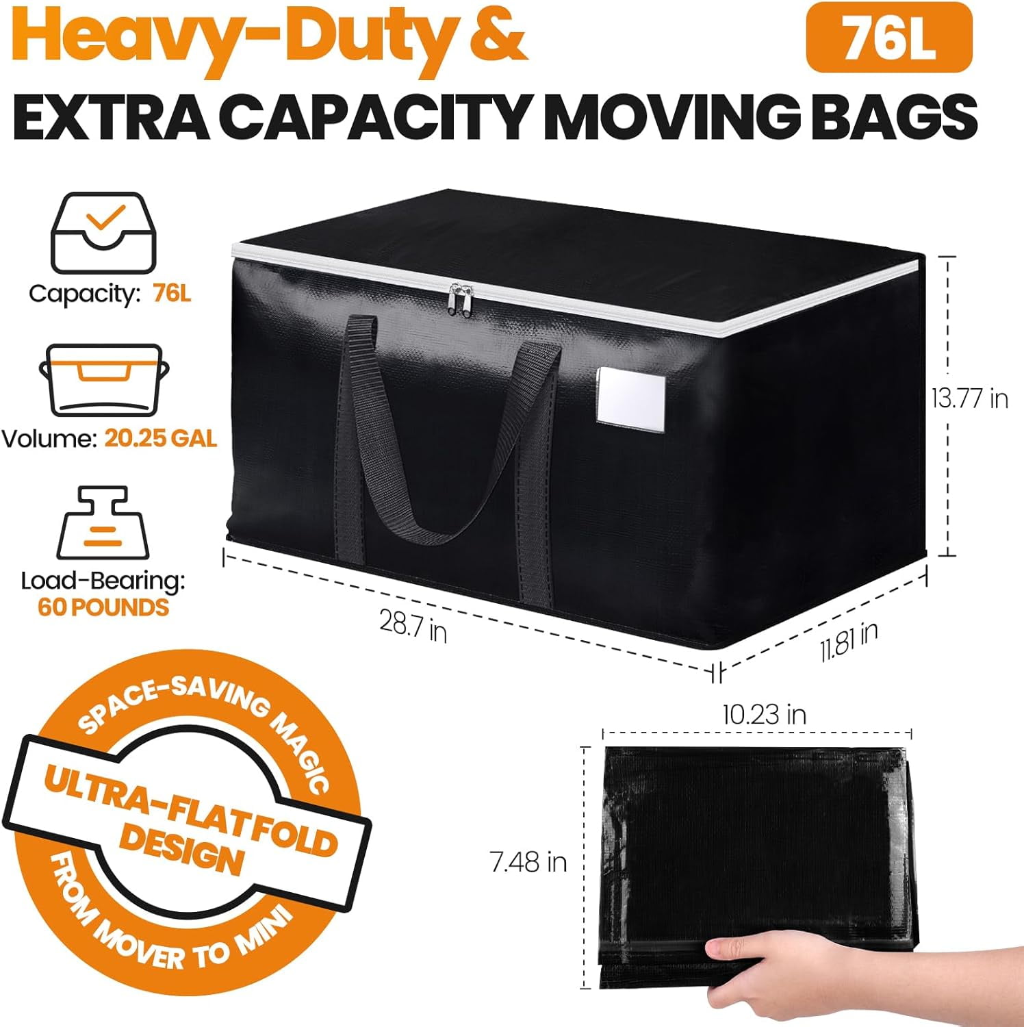 QIHE-Heavy-Duty & Extra Capacity Moving Bags with Backpack Straps ...