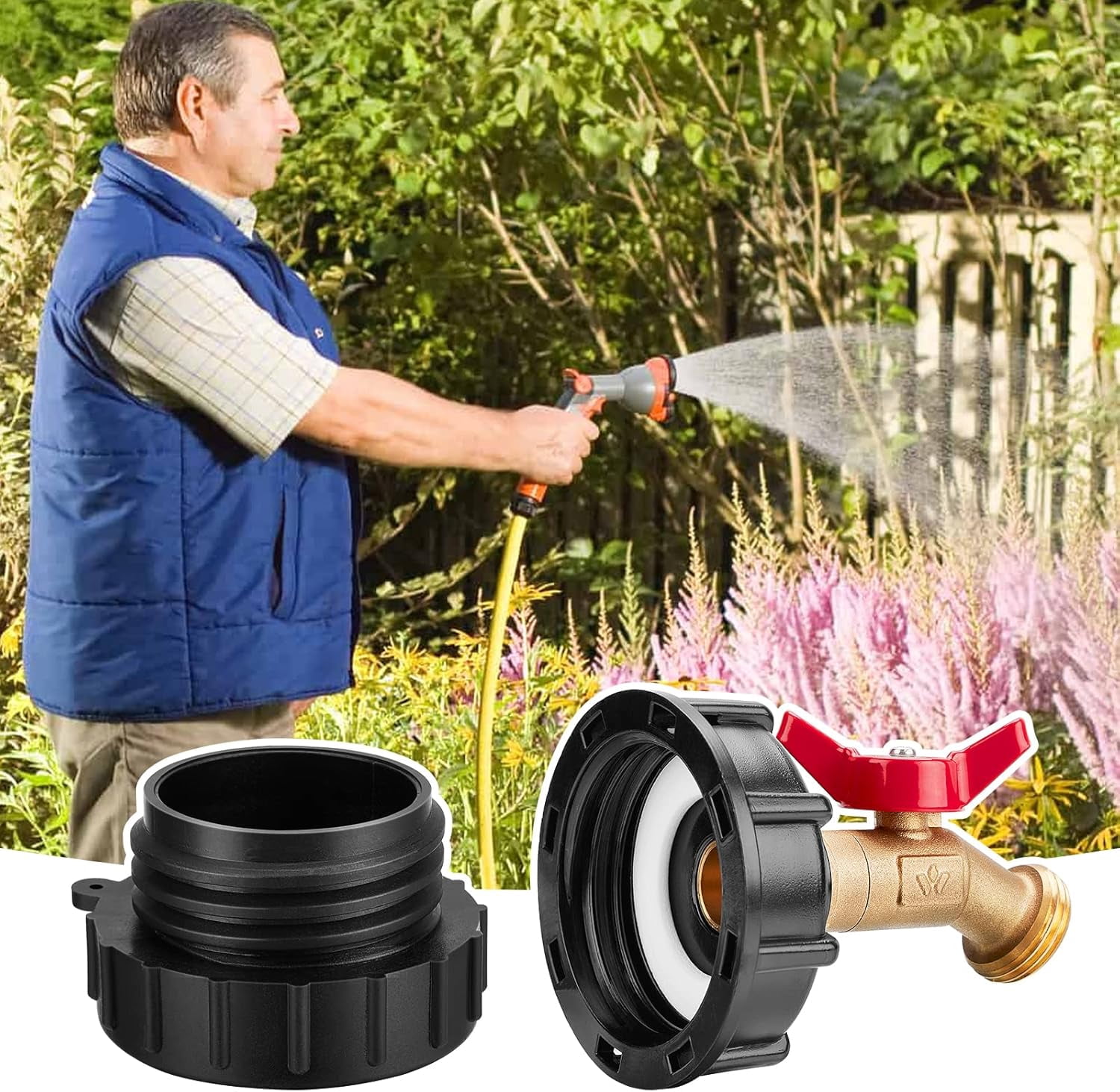 QIHE-IBC Tote Adapter 2 Pack, 2.44" Fine Thread Adapter for 275-330 ...