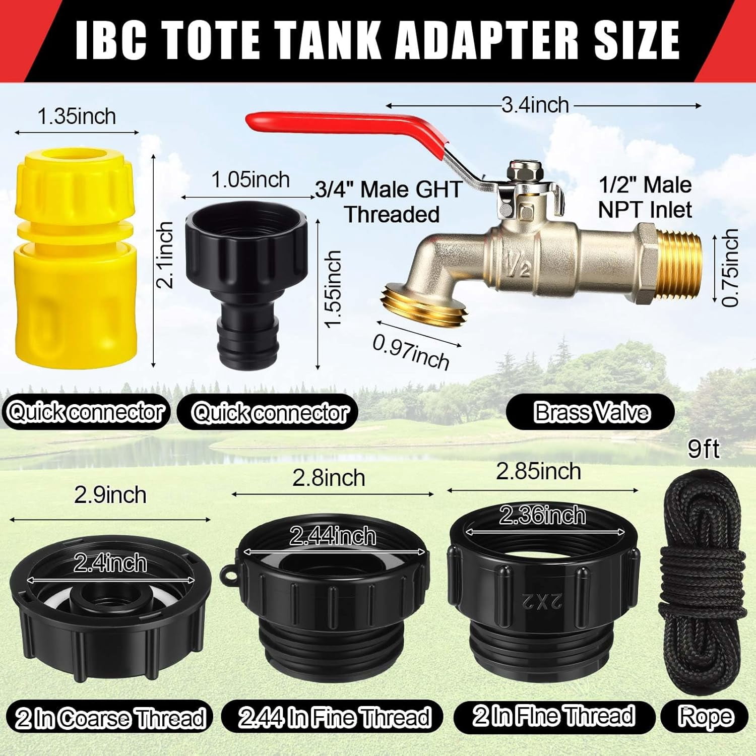 QIHE-IBC Tote Adapter 275-330 Gallon Tote Water Tank Fittings, Hose ...