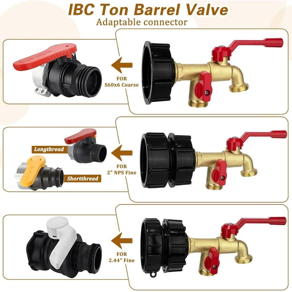 QIHE-IBC Tote Hose Adapter Dual Outlet Faucets 275-330 Gallon IBC Tote ...
