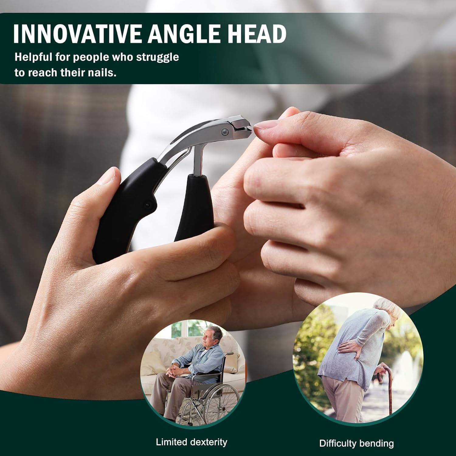 QIHE-Innovative Angled Head Toenail Clippers, Professional Ingrown Toe ...