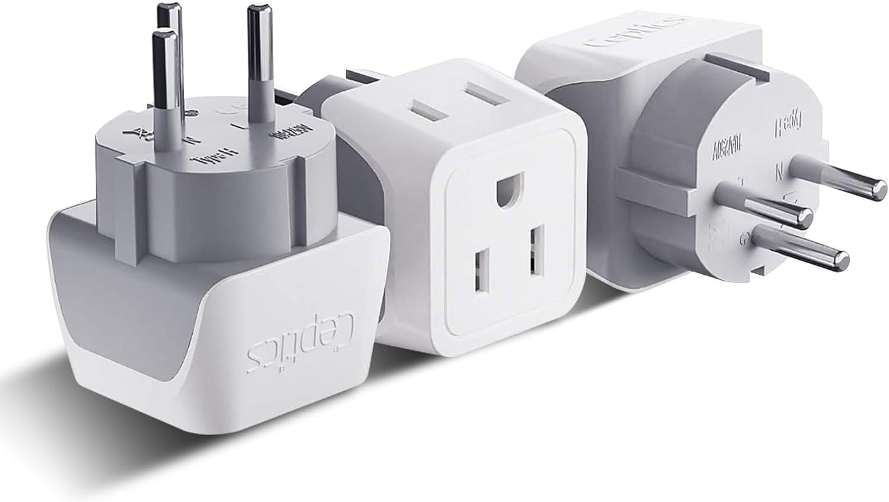 QIHE-Israel Plug Adapter - 2 in 1 Type H Adapter, US to Jersusalem Plug ...