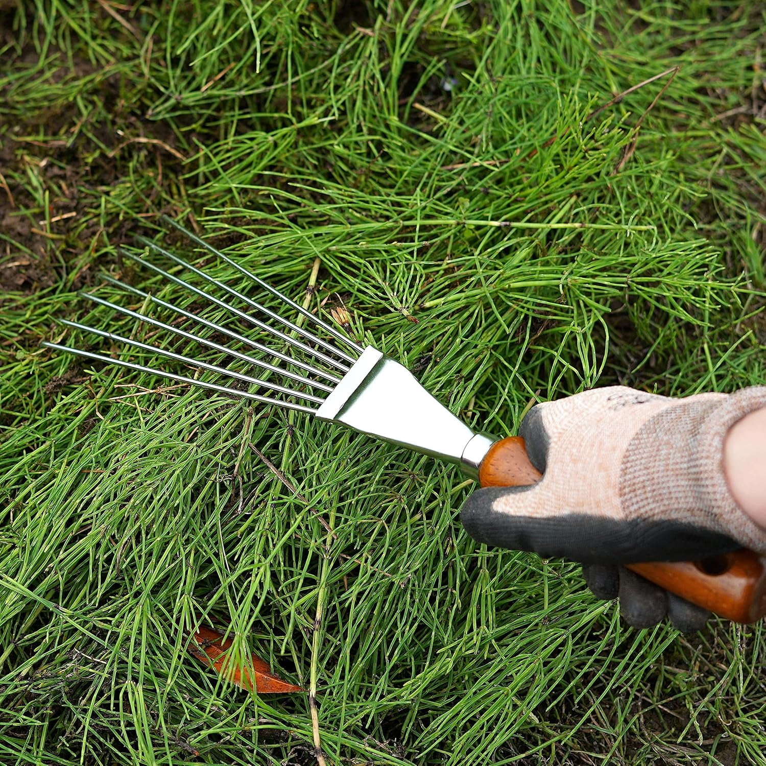 QIHE-Japanese Hand Rake Garden Tool, Japanese Steel with Wood Handle ...
