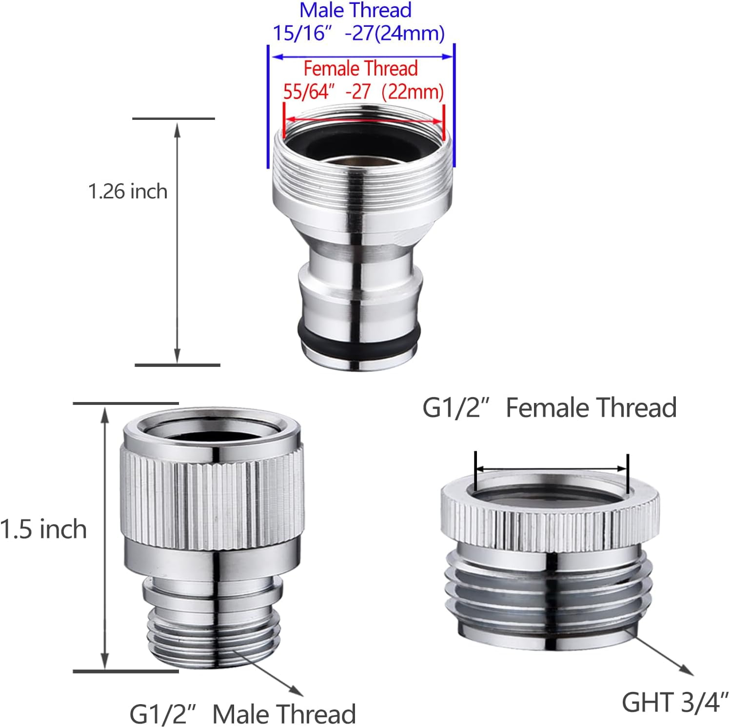 QIHE-Kitchen Sink Faucet Quick Connector, Sink Faucet to Garden Hose ...