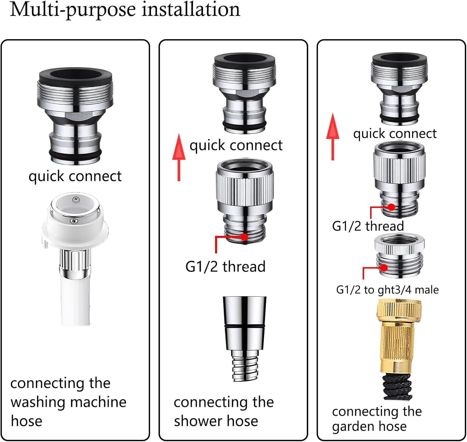 QIHE-Kitchen Sink Faucet Quick Connector, Sink Faucet to Garden Hose ...