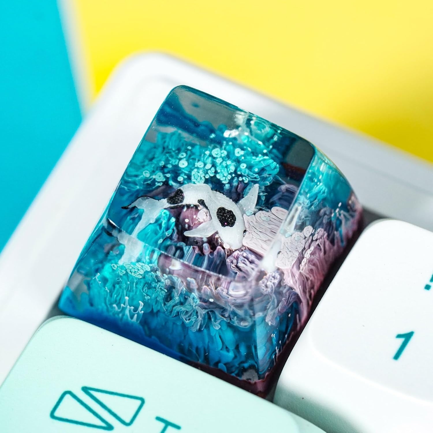 QIHE-Koi Fish Artisan Keycap Blue Coral Reef R1 SA Profile Custom ...