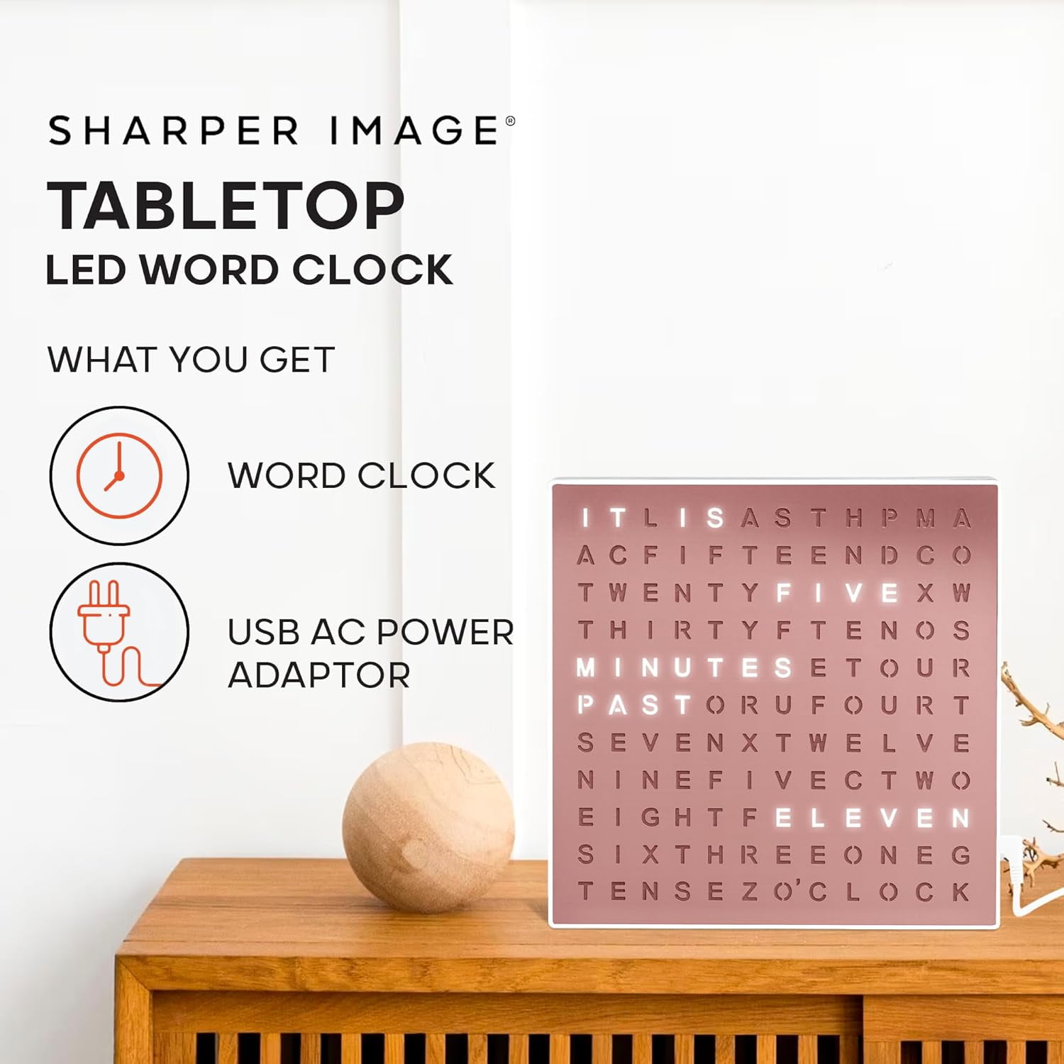 QIHE-® LED Word Clock \u2013 7.75" Light-Up Digital Clock for Desk ...